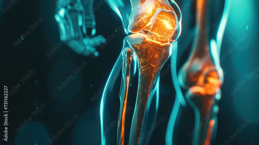 Hyper-realistic image of a human knee showcasing intricate skeletal ...
