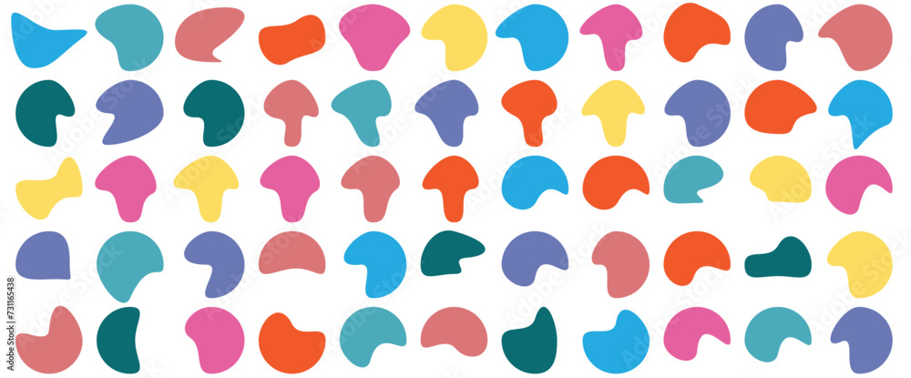 Color blob shapes. Abstract amorphous liquid forms, random organic ...