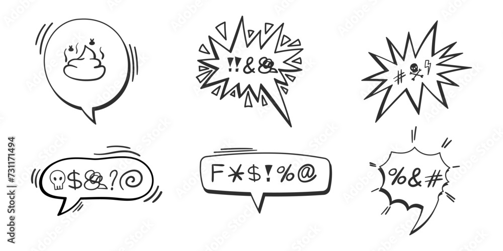 Swear speech bubble Collection. Censored text in dialogue chat box ...