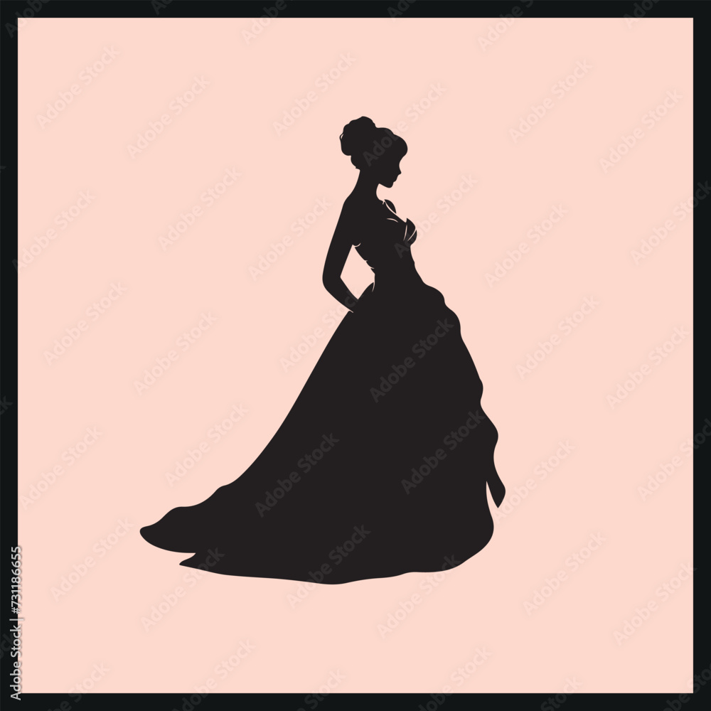 Women Standing Silhouette Vector, Artistry Graceful Fancy Lady ...