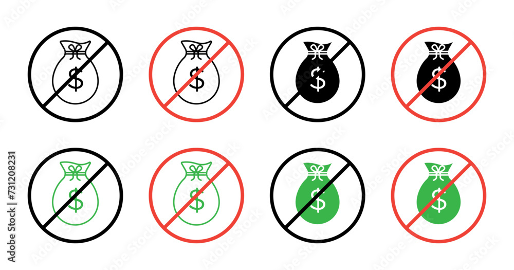 Vecteur Stock No Money Vector Illustration Set. Financial ...