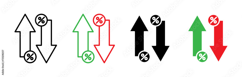 High and Low Percent Arrow Vector Illustration Set. Market Trend ...