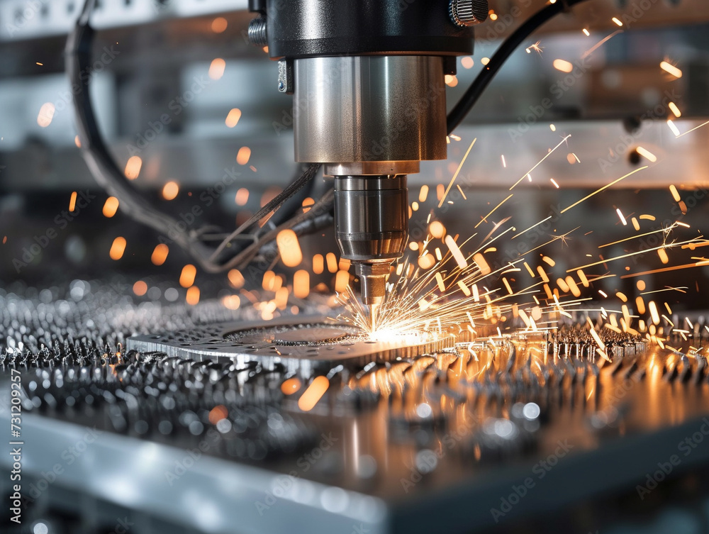 Create an image depicting a skilled technician programming a CNC ...