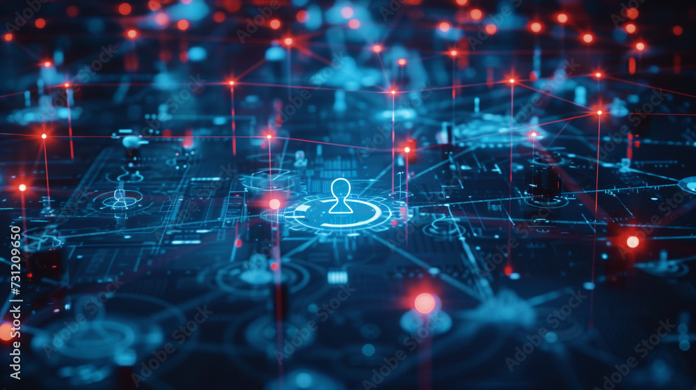 Design an image focusing on the theme of cybersecurity within a digital ...