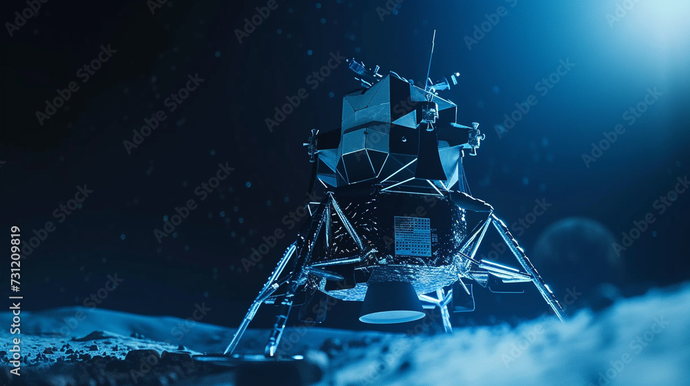 Envision a close-up of the Apollo Lunar Module as it lands on the moon ...