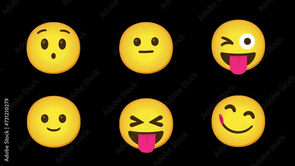 Vídeo do Stock: Extended Pack of Animated Emoji with Tongue on a ...