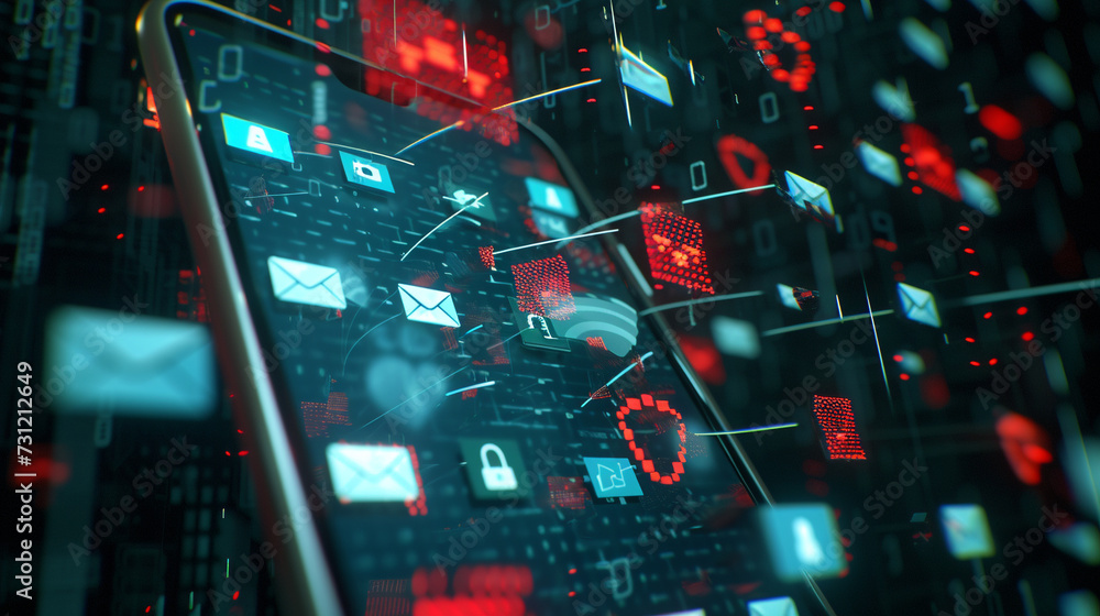 visualize a smartphone screen inundated with notification icons for ... visualize a smartphone screen inundated with notification icons for ...