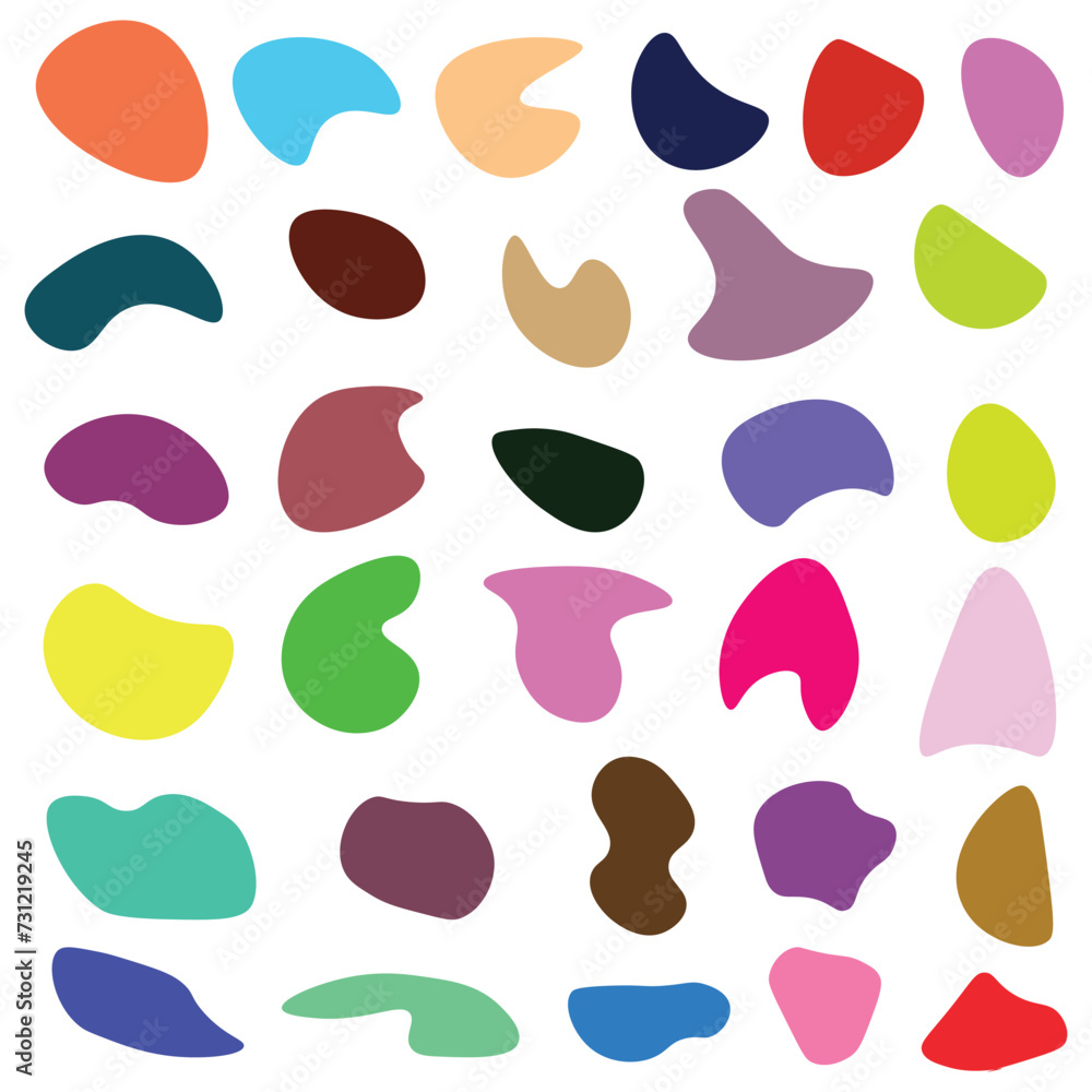 Blobs vector set. Abstract blob shapes, liquid paint blobs, spreading ...