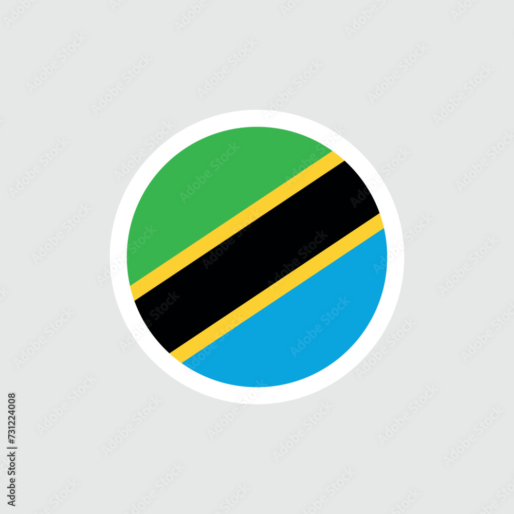 Flag of Tanzania. Tanzanian green and blue flag with diagonal black and ...
