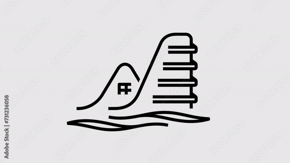 Wavy architecture and wave shape graphic animation. Alpha channel ...