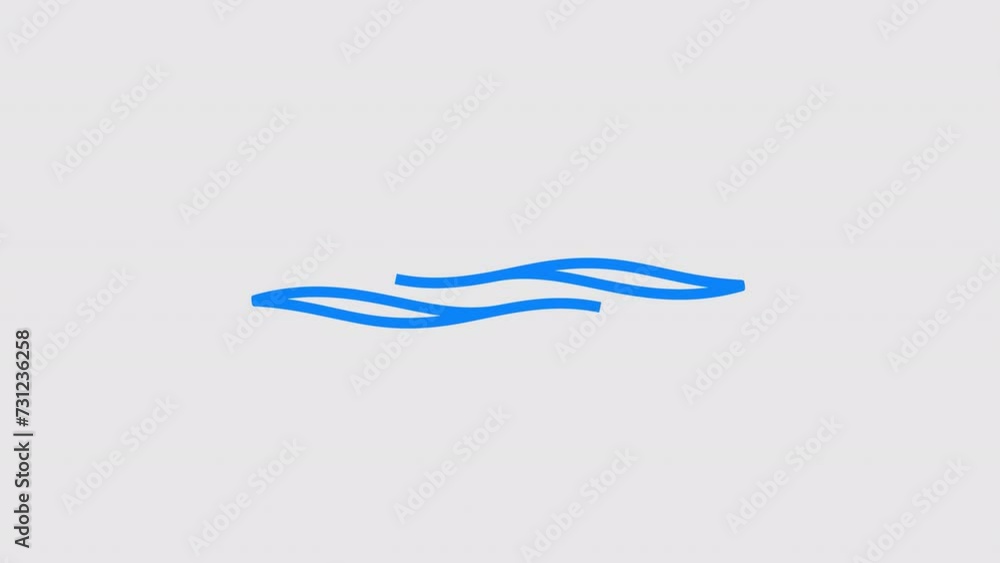 Minimal ocean, sea wave ornament graphic animation. Alpha channel. Line ...
