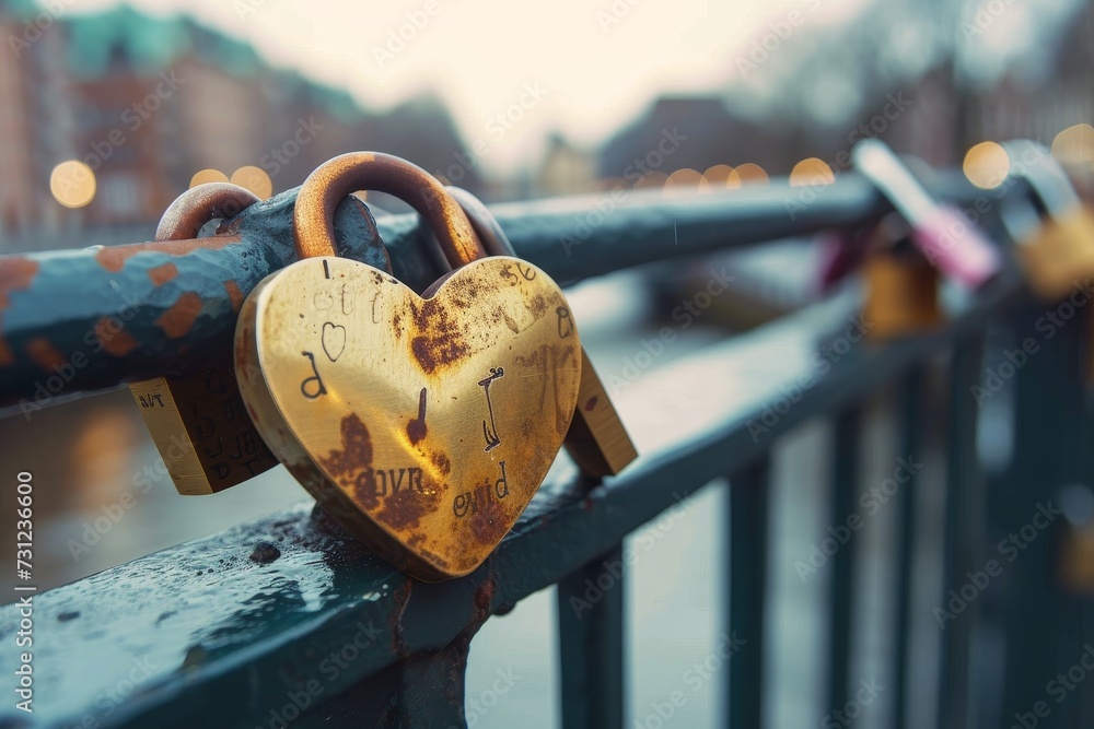A romantic symbol of everlasting love, the heart shaped padlocks gleam ...