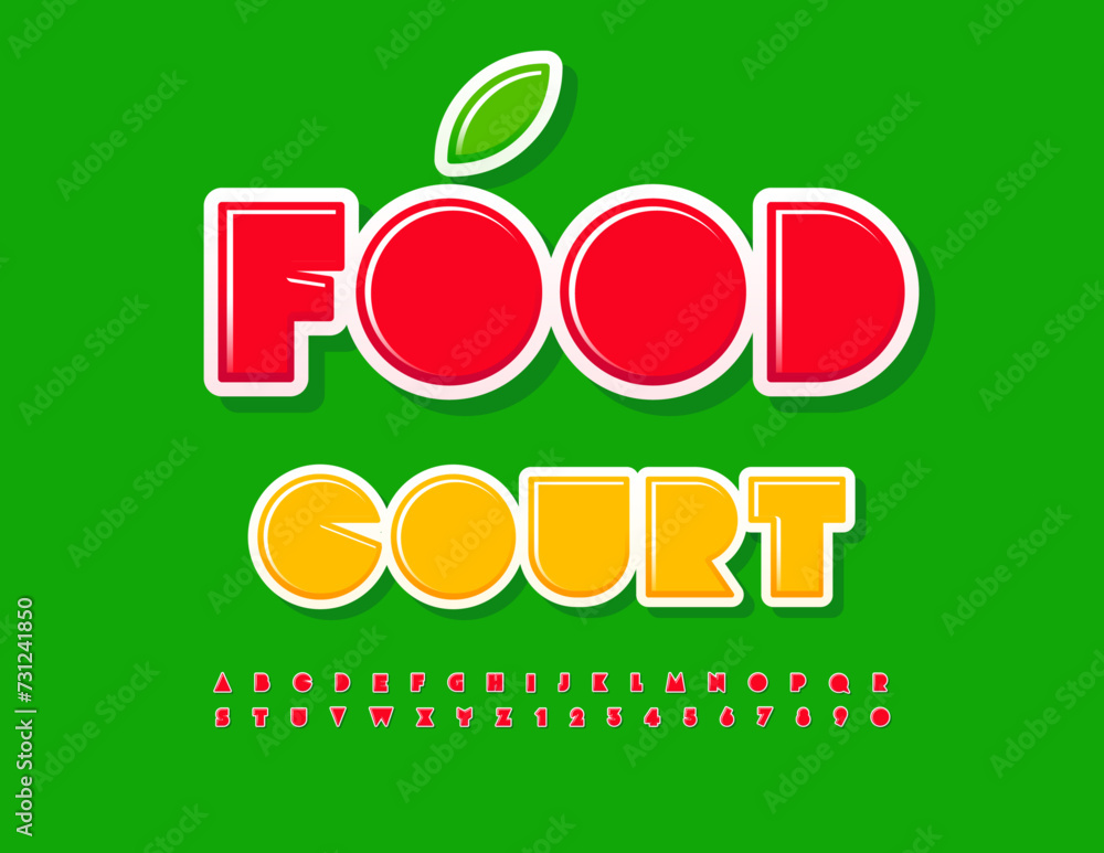 Vector advertising banner Food Court. Exclusive Red Font. Artistic ...