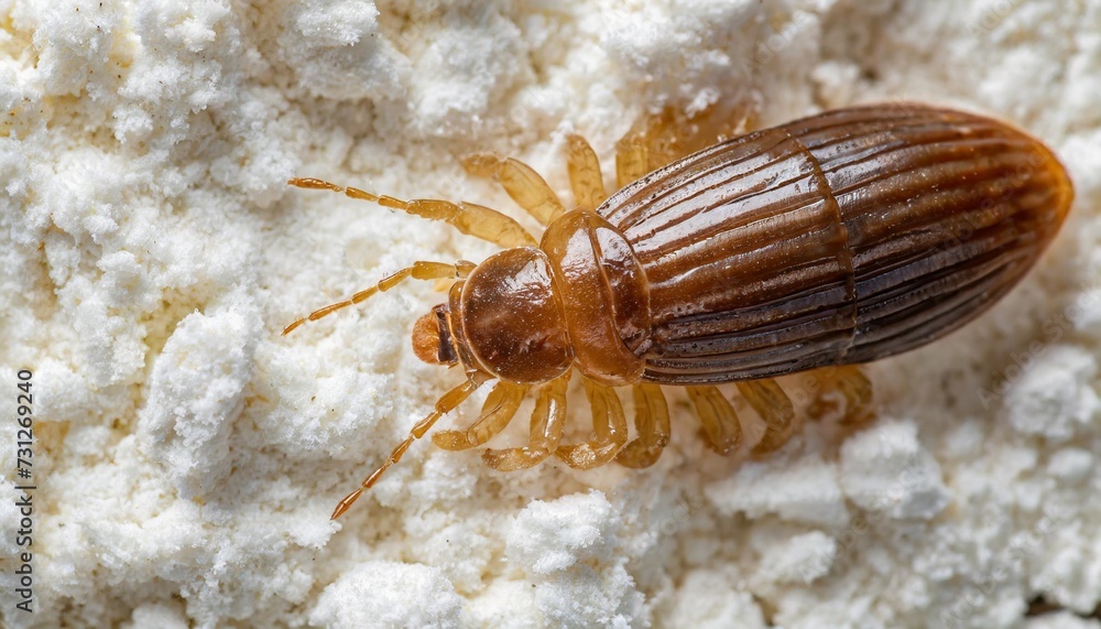 booklice or barklice feeding in flour small brown trogium pulsatorium common booklouse on ...
