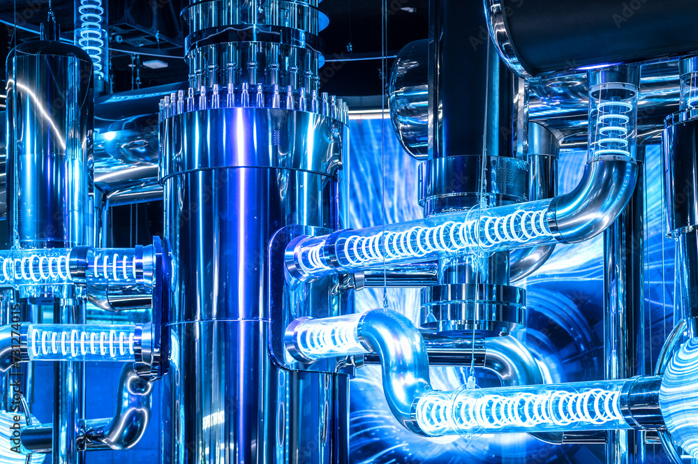 quantum computer concept. Nuclear reactor concept of future power ...