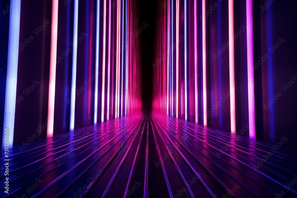 abstract neon background. Modern wallpaper with glowing vertical lines ...