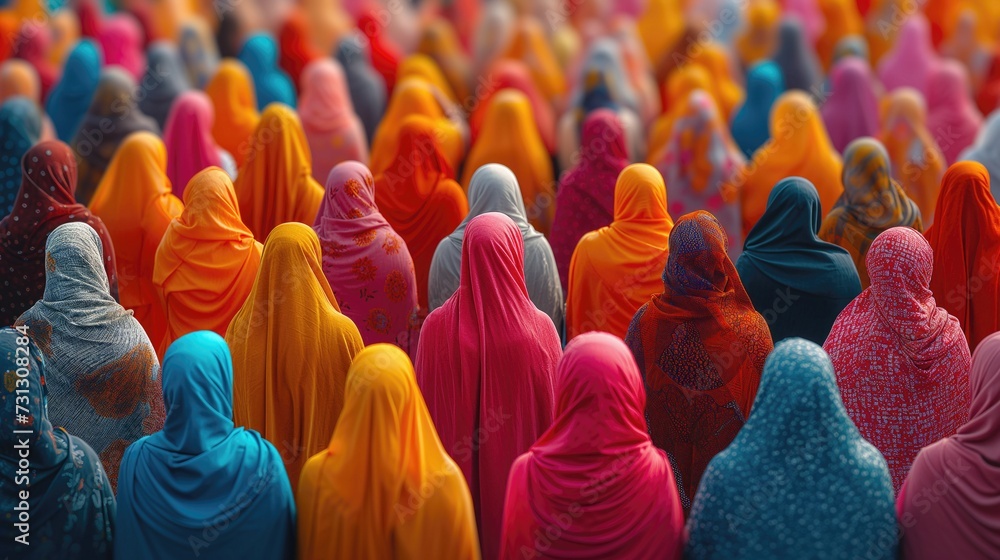 lots of women, representing different states/religions of the world ...