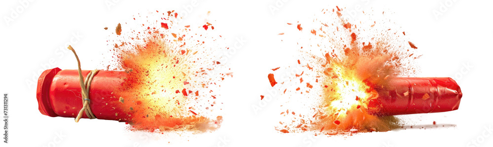 Set of dynamite explosion isolated on transparent background. Stock ...
