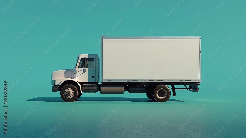 White moving truck blank with box trailer for moving truck concept ...