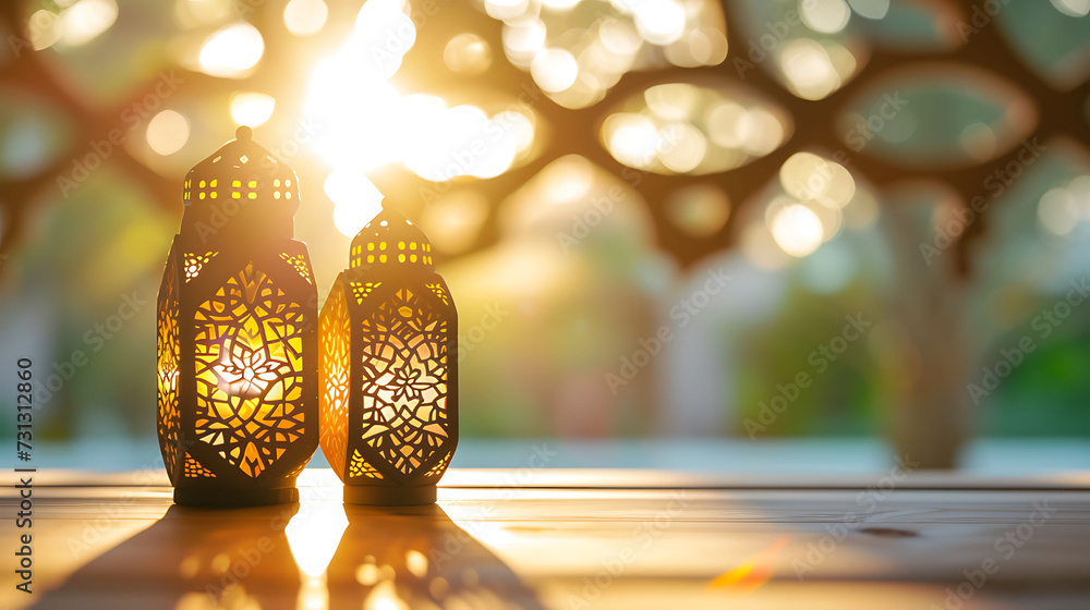 Islamic background, Traditional lantern light lamp Islamic Decoration ...