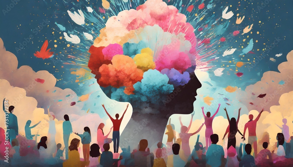 generative ai illustration of annual collective mind concept art ...