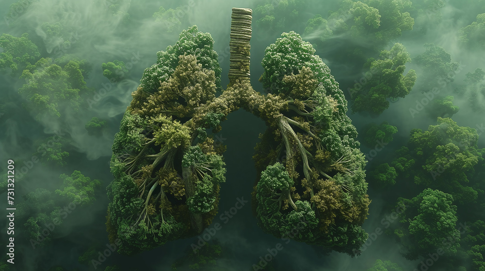 Green lungs filled with forest trees for a healthy environment and ...