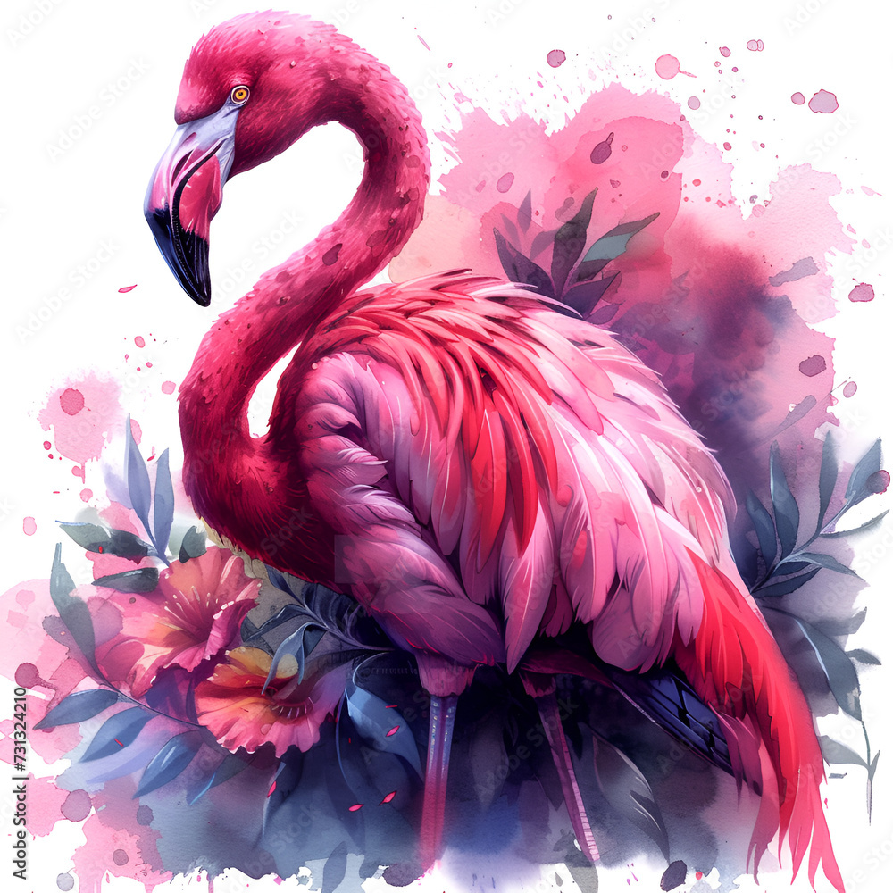 Tropical Flamingo Clipart, Flamingo Watercolor, Animal Clipart, Cute ...