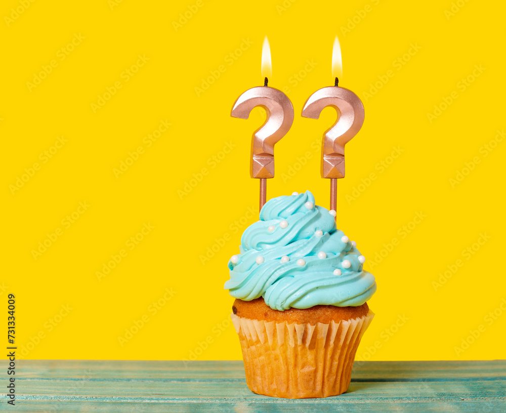 Birthday Cake With Two Question Mark Candles Stock Photo | Adobe Stock