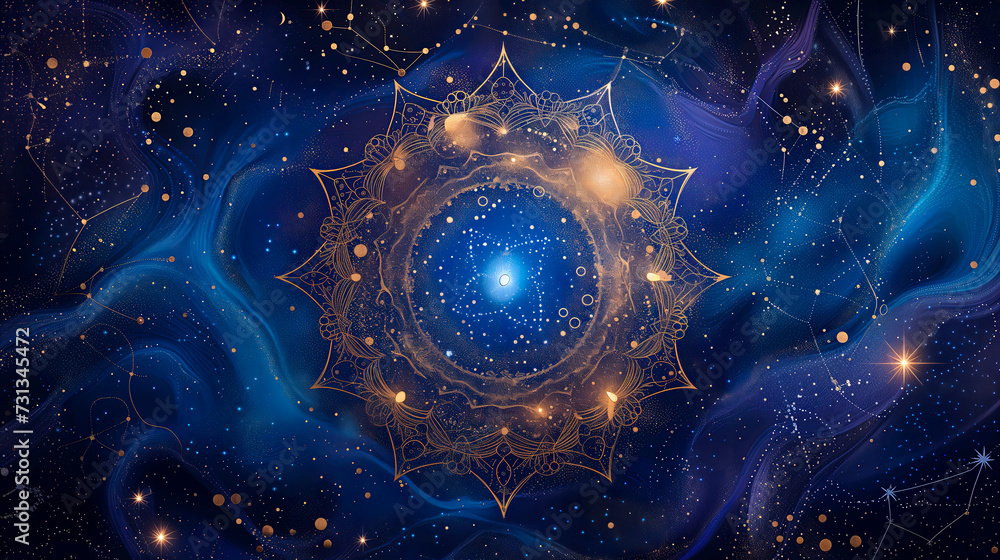 AI generated illustration of a mandala representing the cosmos with ...