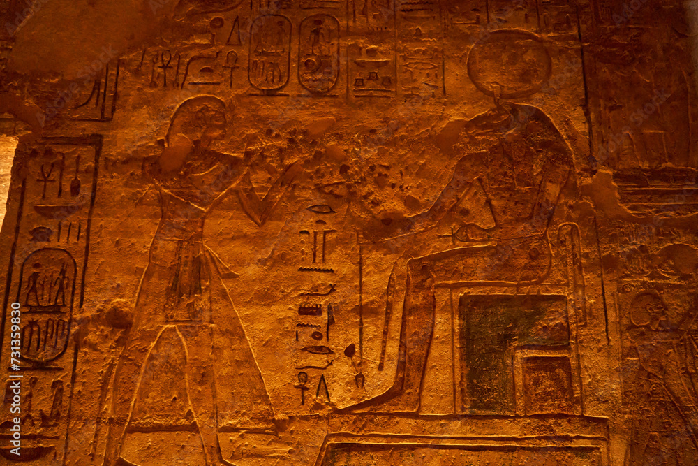 interior footage of the Great Temple of Abu Simbel, the temple of ...