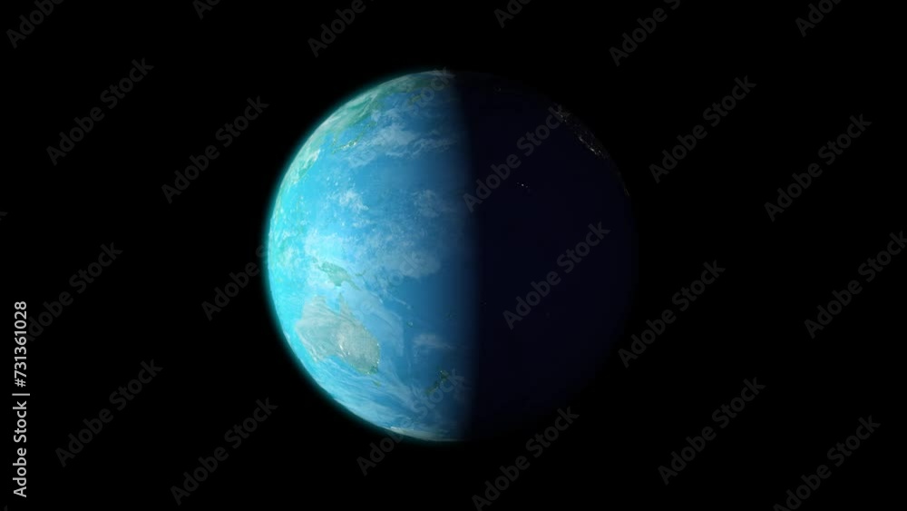 Realistic Planet Earth Rotation from night into the day. Dark side of ...