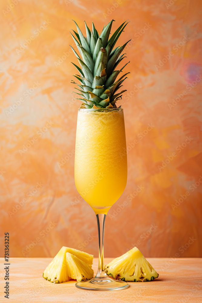 professional close up shot of exotic tropical pineapple ananas cocktail ...