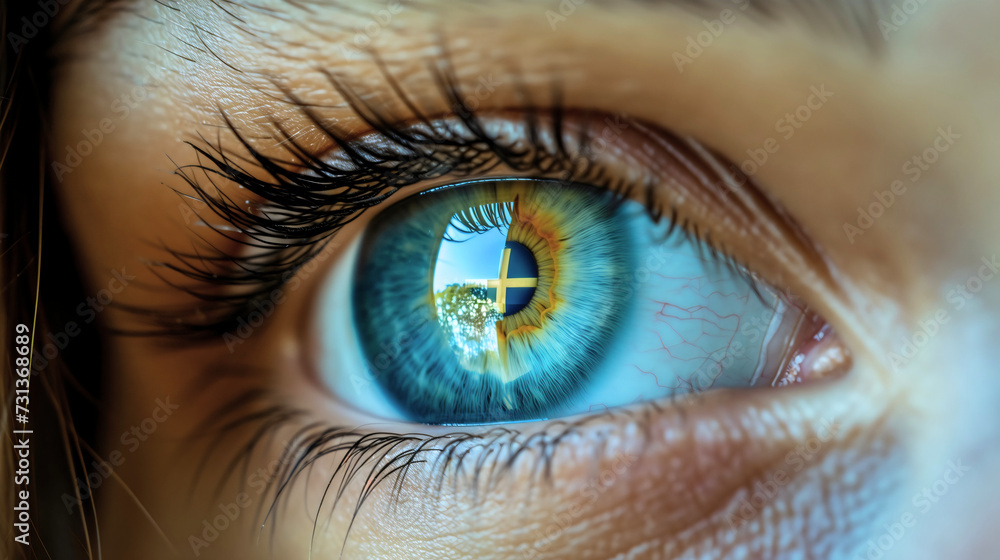 Closeup photography of a Christian cross reflecting in a woman's eye ...