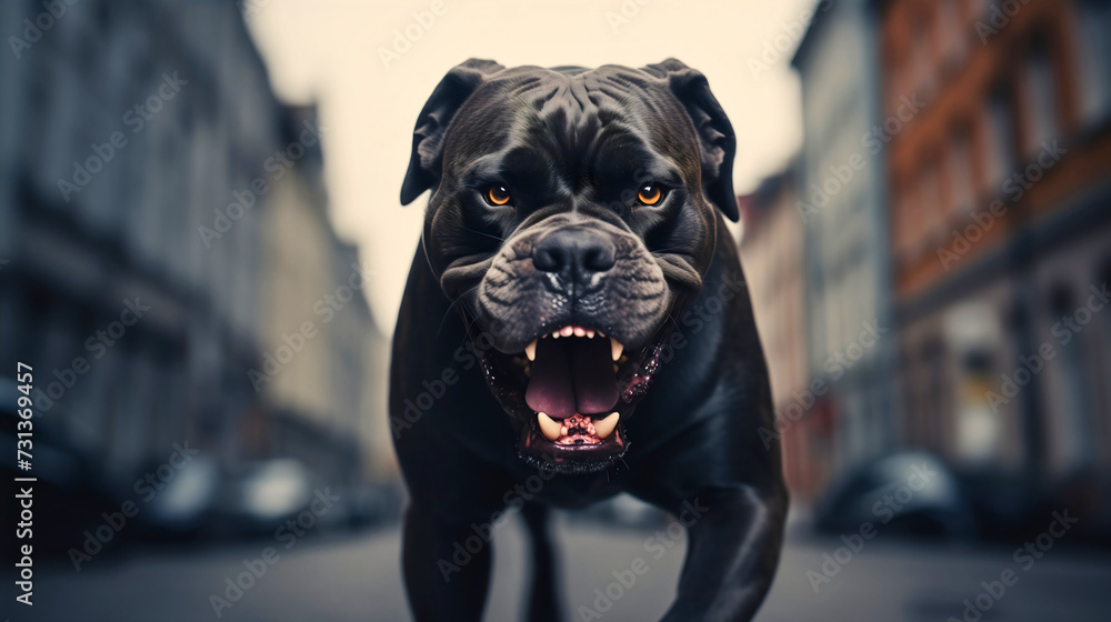 Closeup photography of a dangerous cane corso dog breed barking on the ...