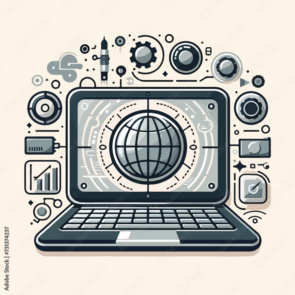 Vetor de Dynamic Technology Vector Illustrations: Transforming Tech ...