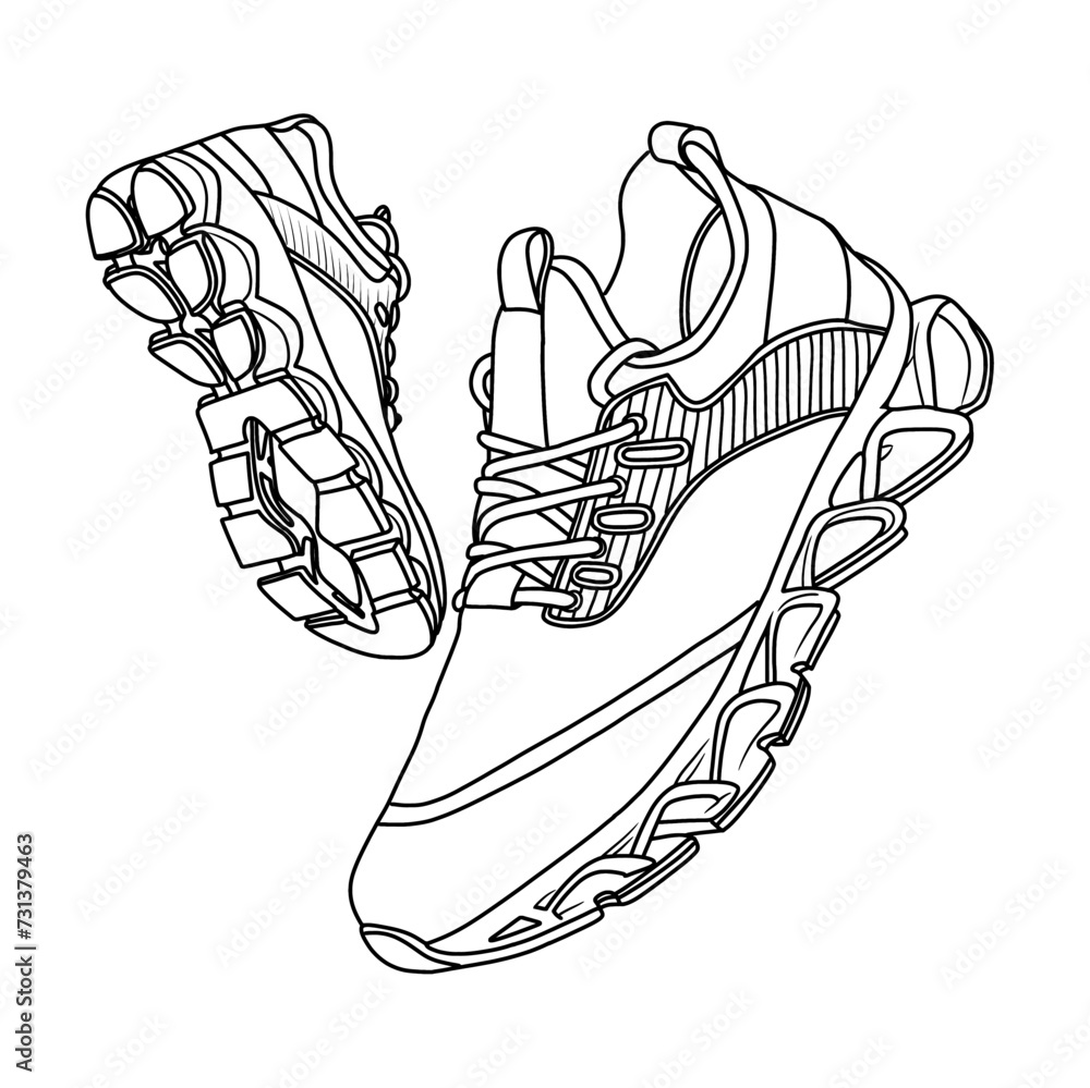 Technical sketch drawing of Womens Running shoes Line art, suitable for ...