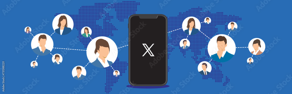 SNS icon logo smartphone app X, twitter, instagram, youtube, facebook ...