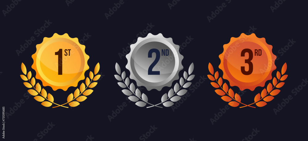Vetor de 1st 2nd 3 rd place Trophy icon, 1st place trophy, gold medal ...