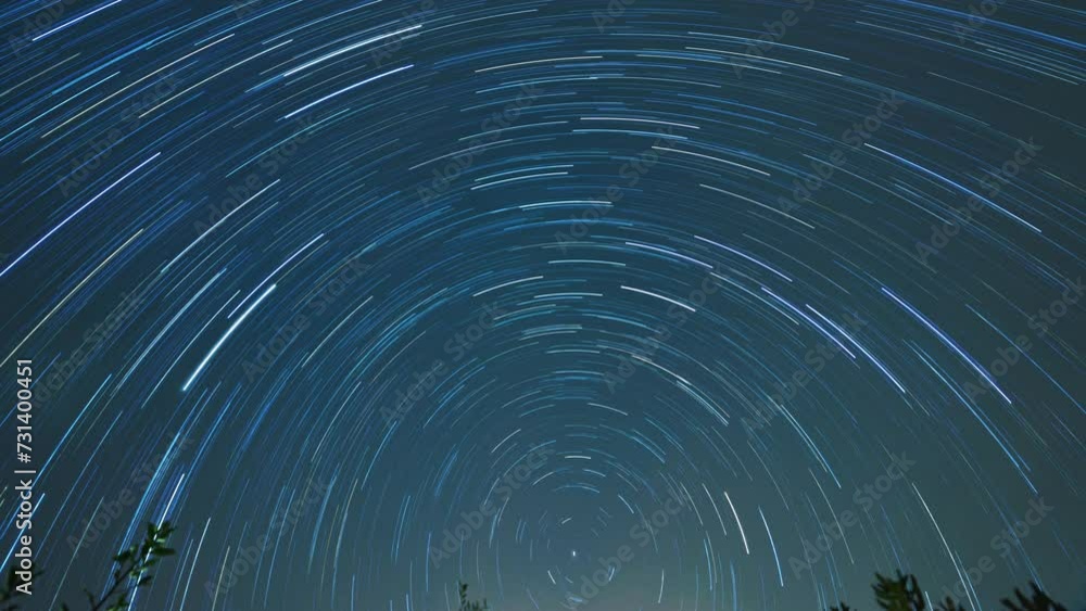 Star trail of stars moving in the night sky around the North Star ...