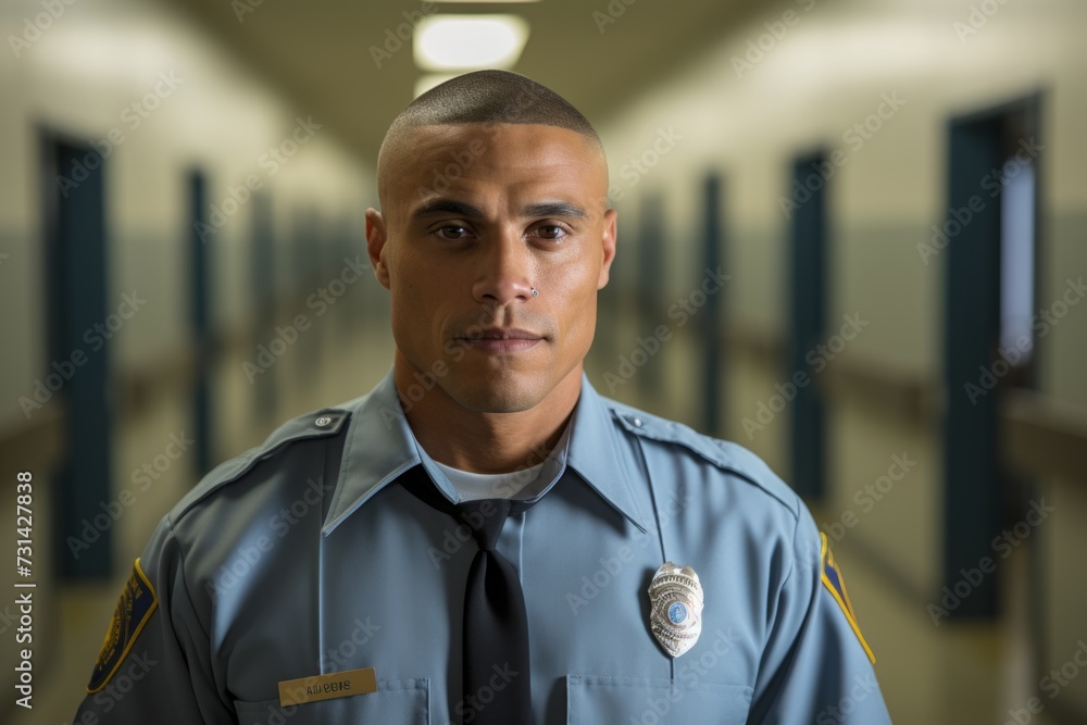 The Unyielding Stance of a Prison Guard, a Symbol of Authority in the ...