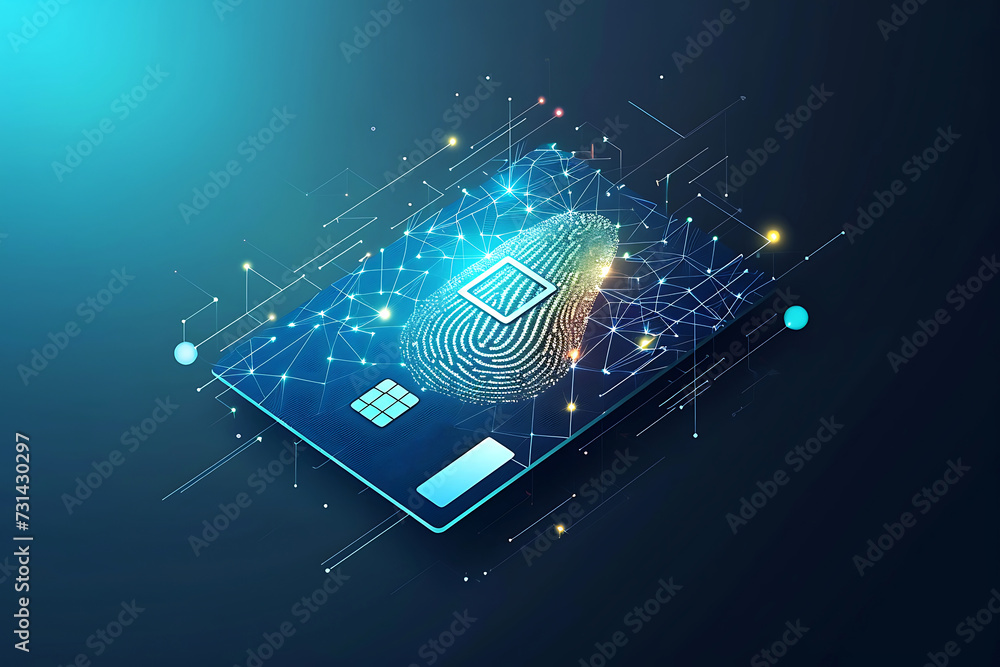 Bank Card with Fingerprint Authentication Concept. Bank card with an ...