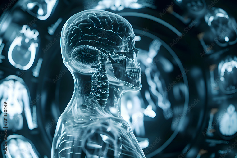 illustration body human MRI scan showcasing the intricate details of ...