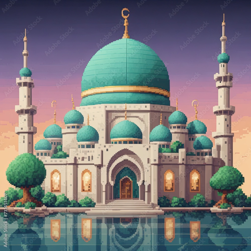 mosque pixel art Stock Illustration | Adobe Stock