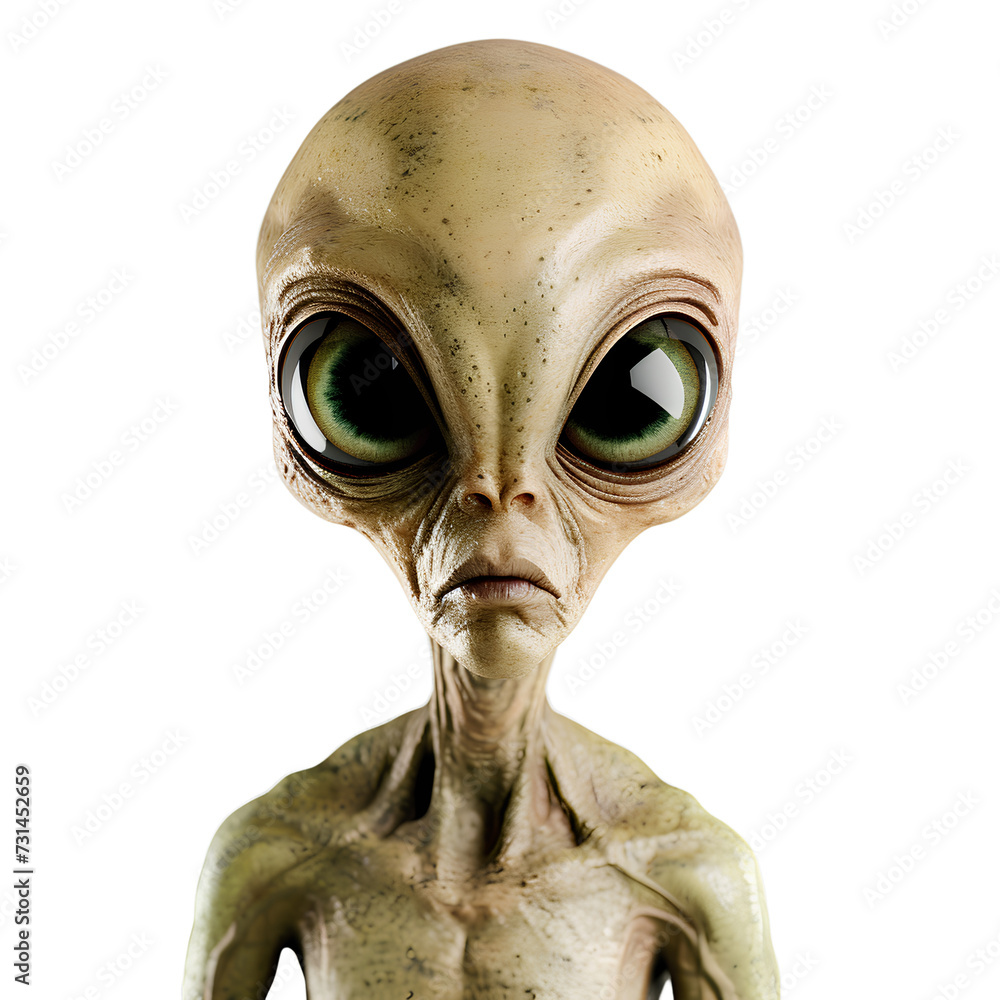 Close-up Alien, The eyes are large and hairless., isolated on ...