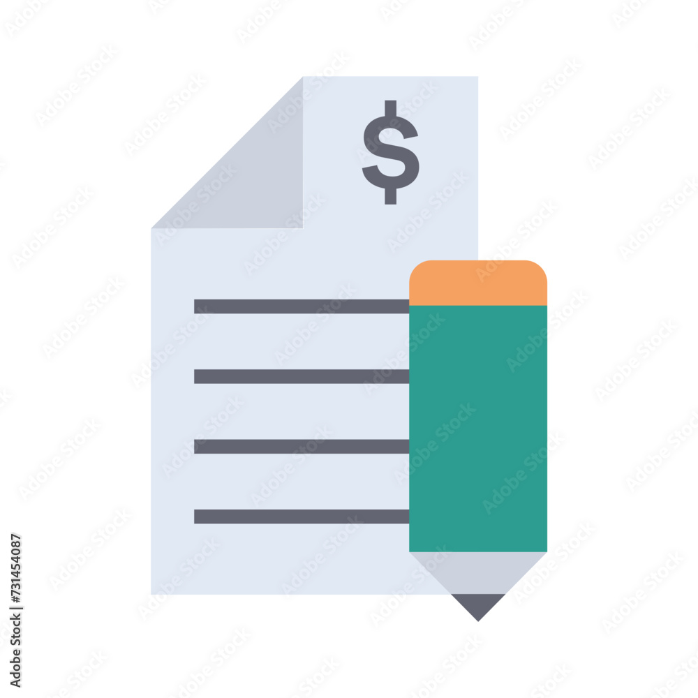 Letter tax icon, pencil with paper and letter isolated on transparent ...