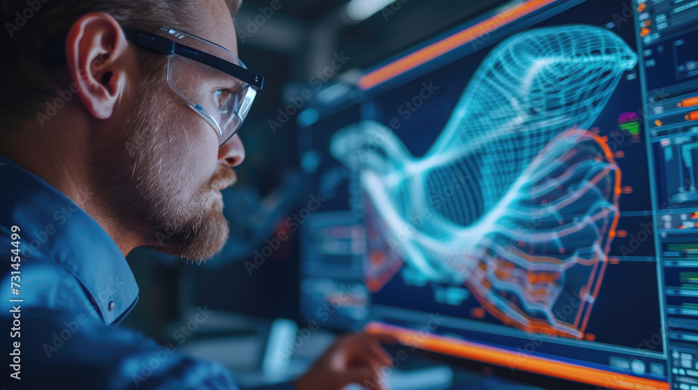 Zoomed-in image of an aerospace engineer designing a supersonic ...