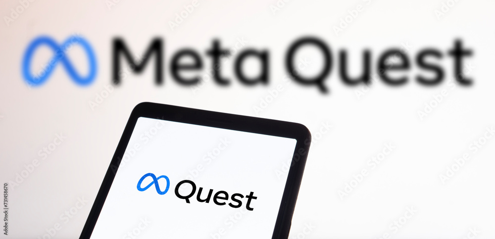 Dhaka, Bangladesh- 09 February 2024: Meta Quest logo displayed on ...