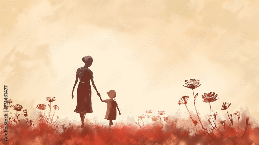 an illustration showing love and grief with mother and child. grief of ...