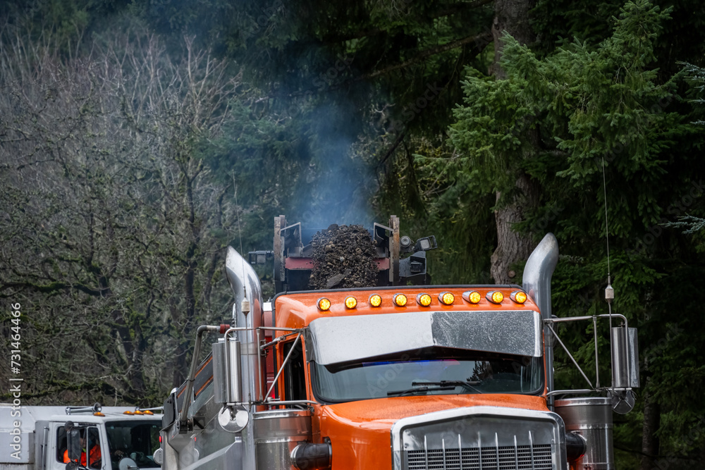 Road construction, asphalt milling machine (cold planer) grinding up ...