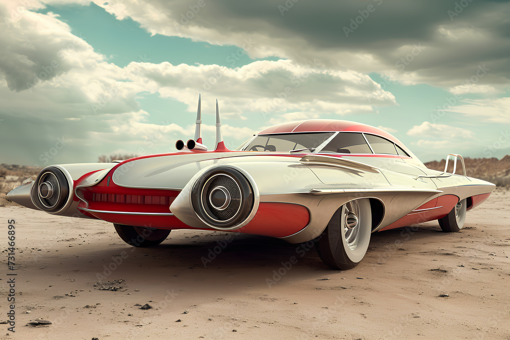 A vehicle with a retro-futuristic aesthetic, blending the charm of ...
